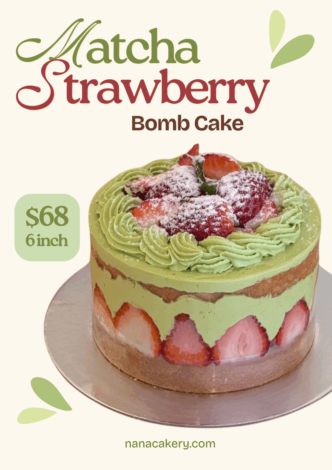 Matcha Strawberry Bomb – NaNa Cakery